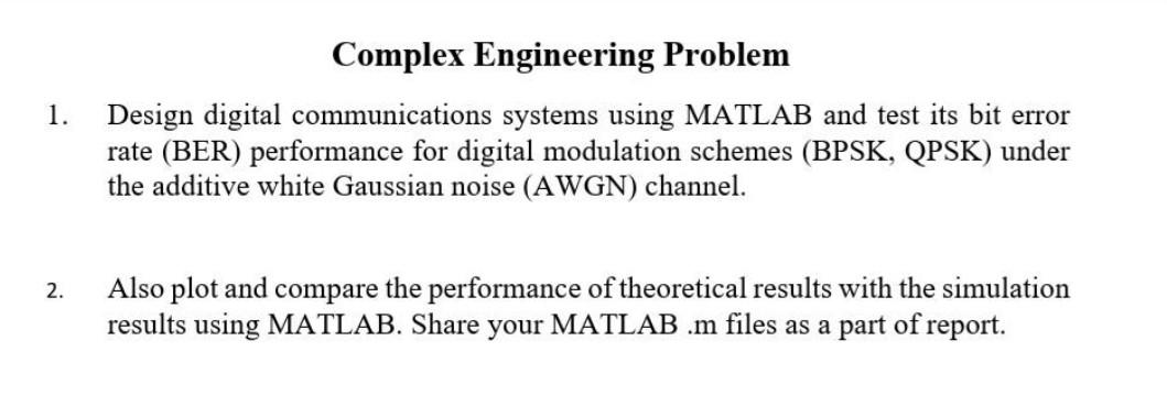 Solved 1 Design Digital Communications Systems Using Matlab