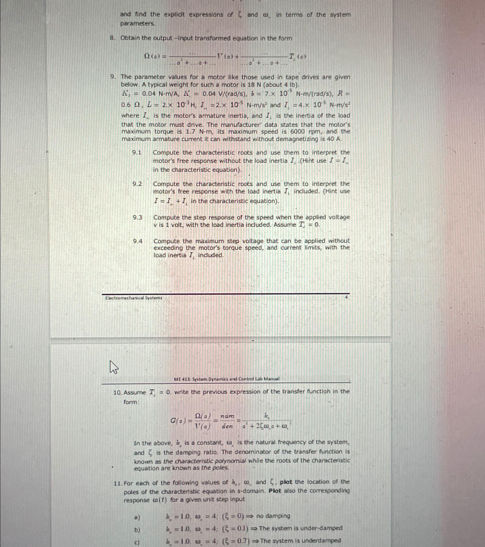 and find the explidt expressions of ζ ﻿and 0n ﻿in | Chegg.com