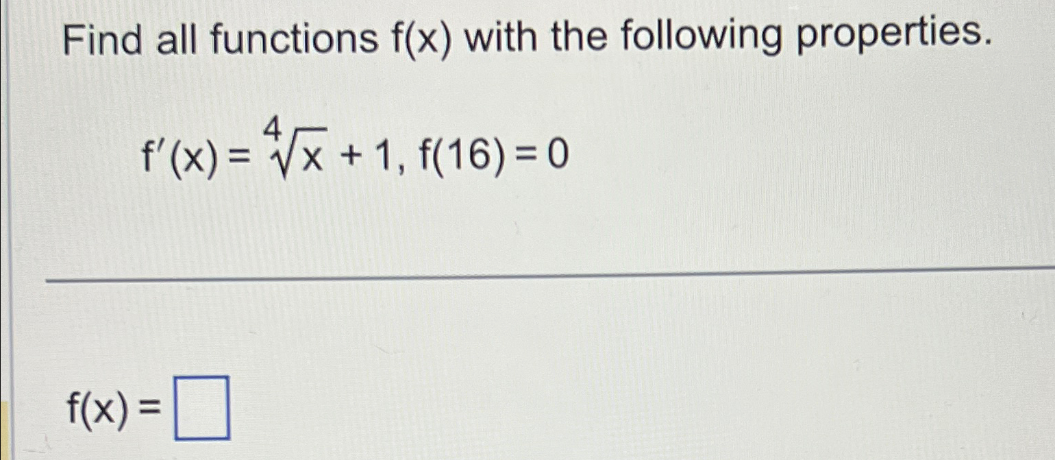 Solved Find all functions f(x) ﻿with the following | Chegg.com
