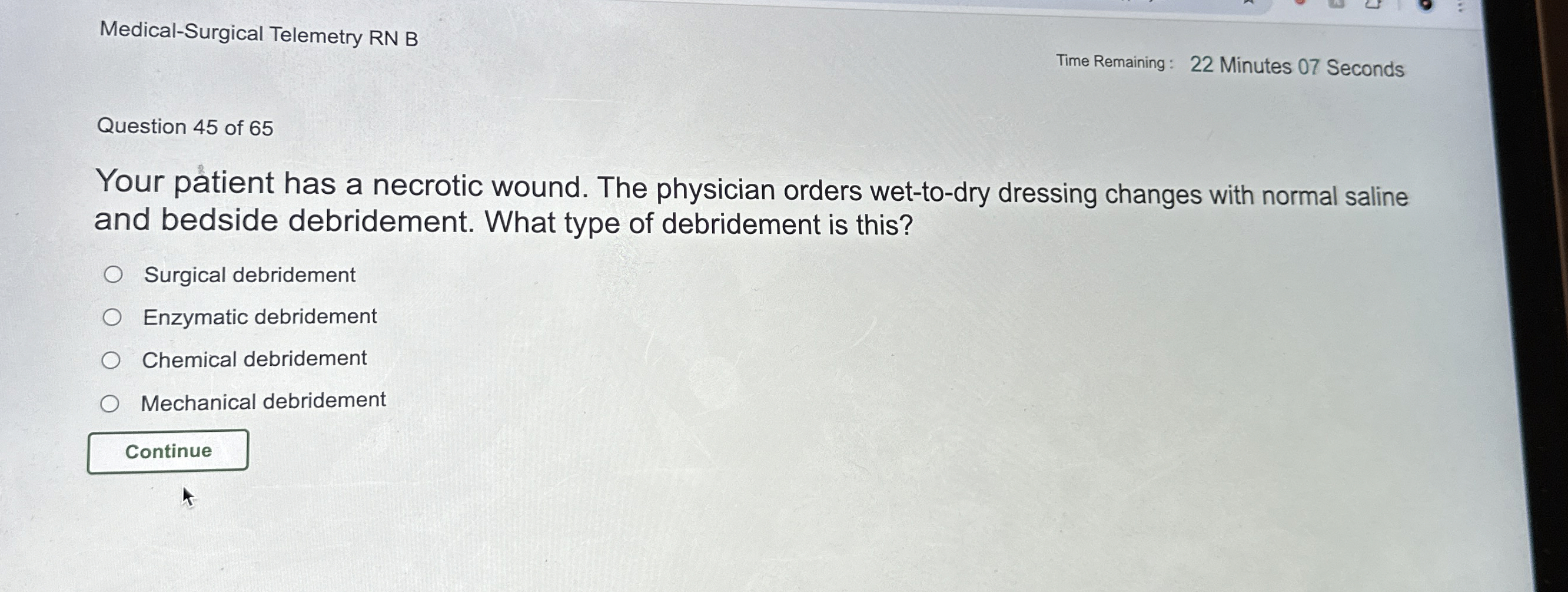 Solved Medical-Surgical Telemetry RN BTime Remaining: 22 | Chegg.com