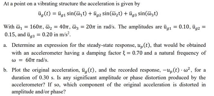 Solved At a point on a vibrating structure the acceleration | Chegg.com