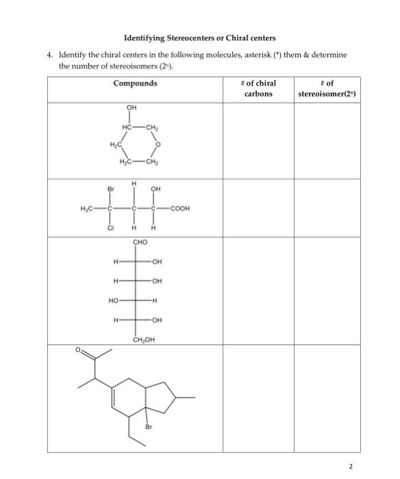 Solved Identifying Stereocenters or Chiral centers 4. | Chegg.com