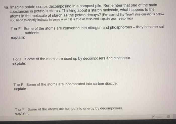 Solved 4a. Imagine potato scraps decomposing in a compost | Chegg.com