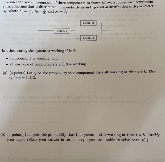 Solved Consider the system comprised of three components as | Chegg.com