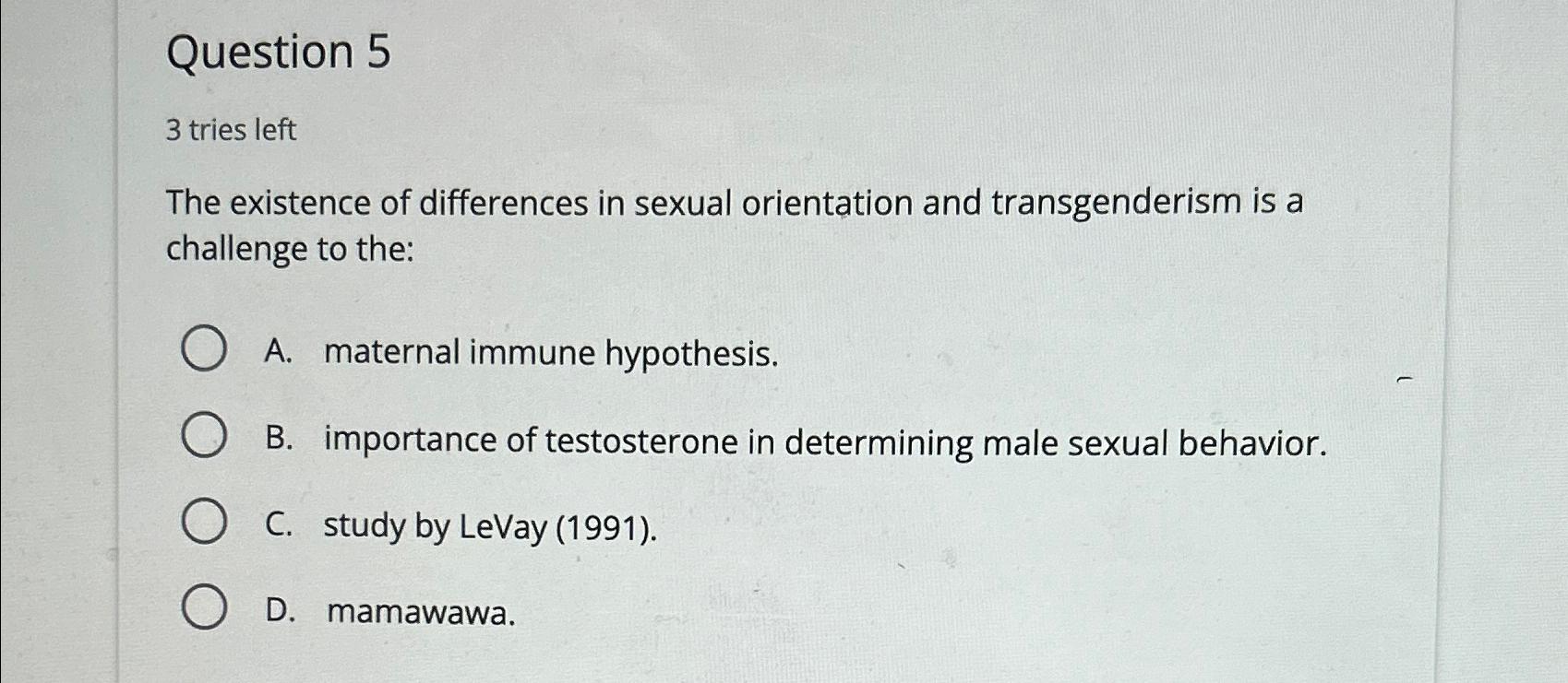 Solved Question 53 ﻿tries leftThe existence of differences | Chegg.com