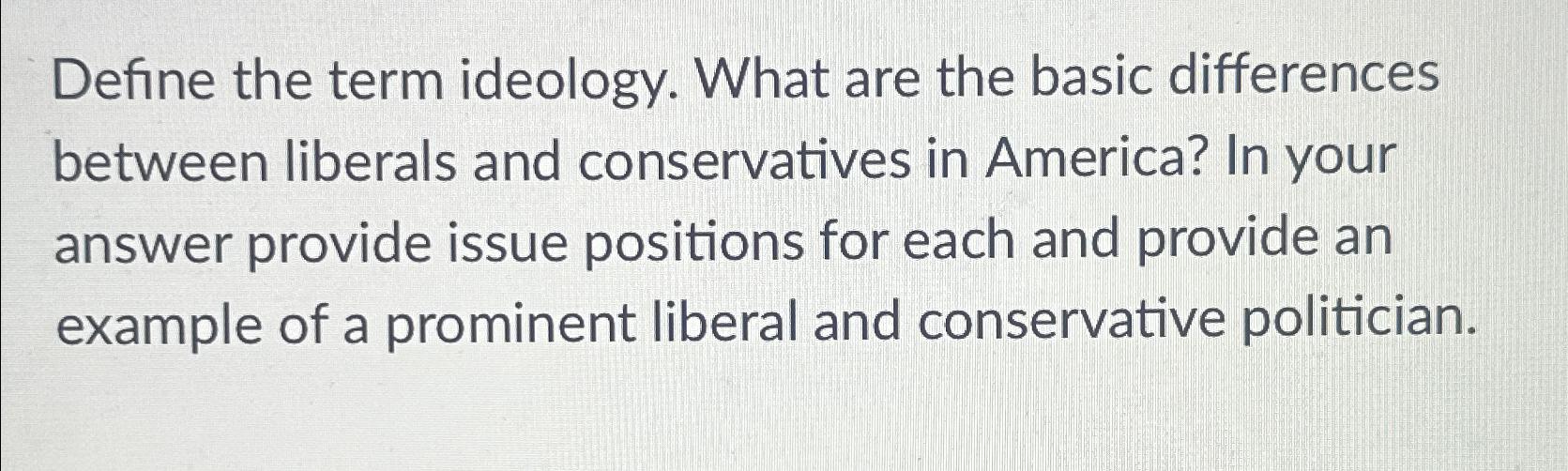 Solved Define the term ideology. What are the basic | Chegg.com