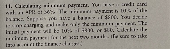Solved 11. Calculating minimum payment. You have a credit | Chegg.com