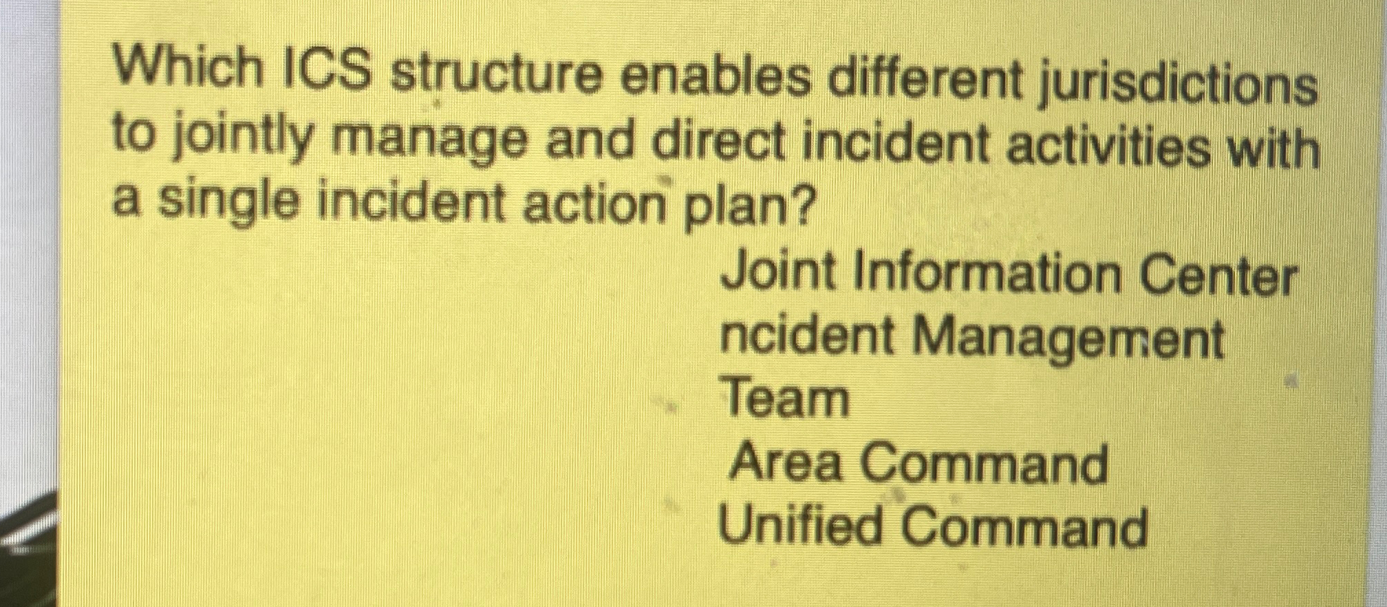 Solved Which ICS structure enables different jurisdictions | Chegg.com