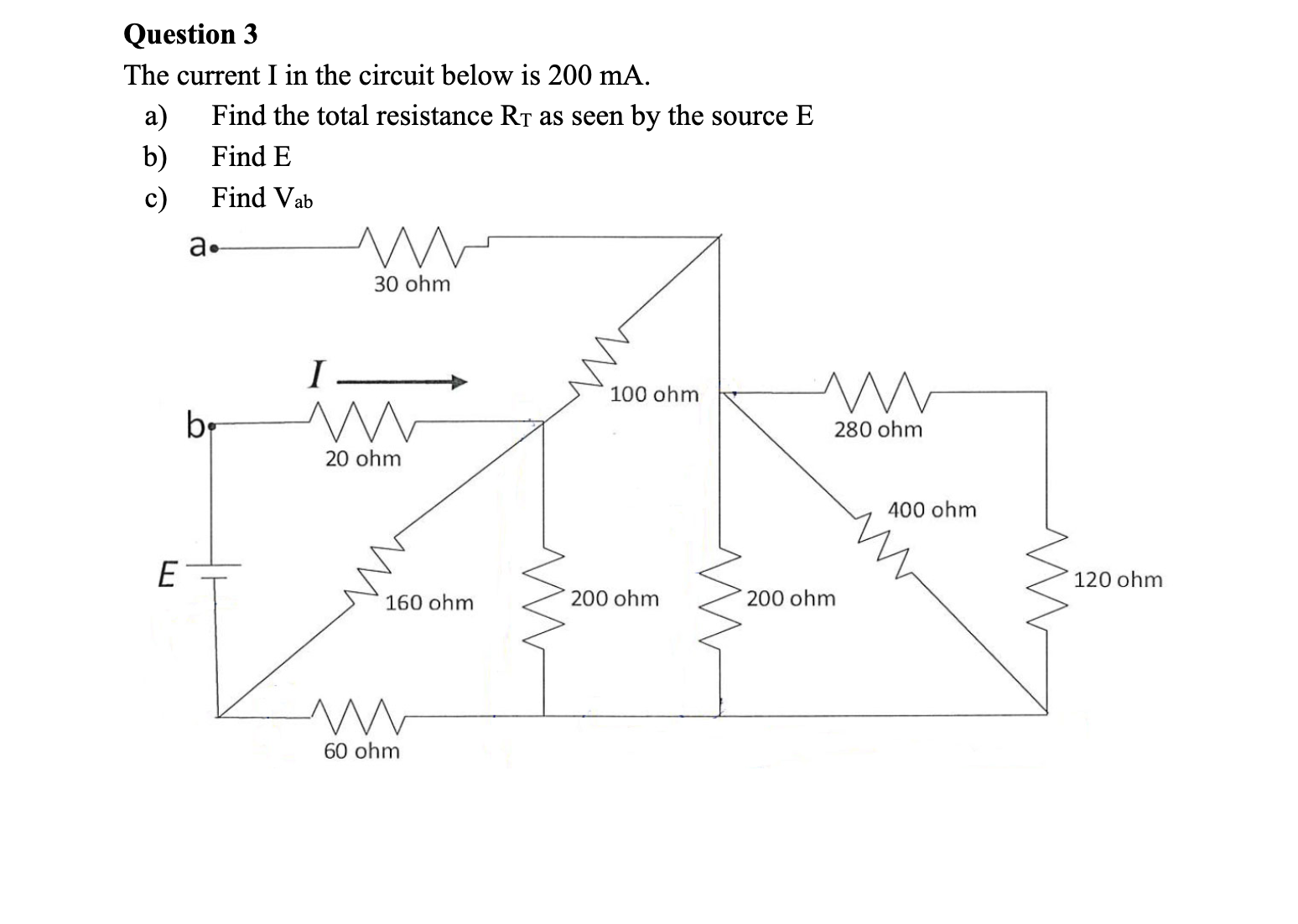 Solved Question 3The current I in the circuit below is | Chegg.com
