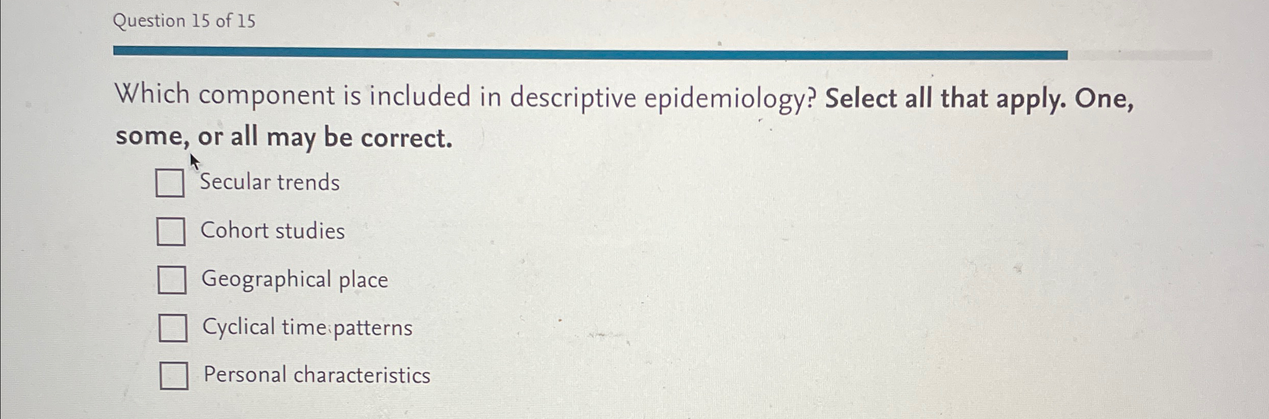 Solved Question 15 ﻿of 15Which component is included in | Chegg.com