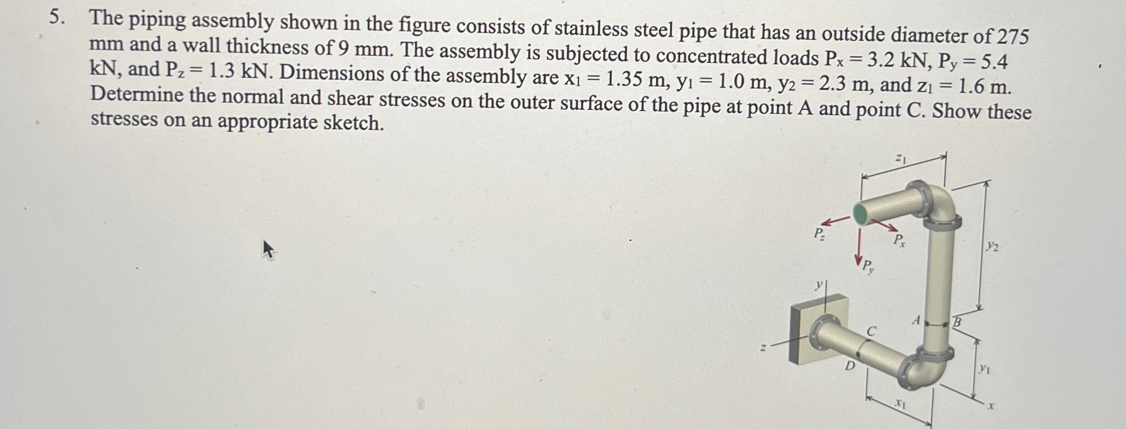 Solved The piping assembly shown in the figure consists of | Chegg.com