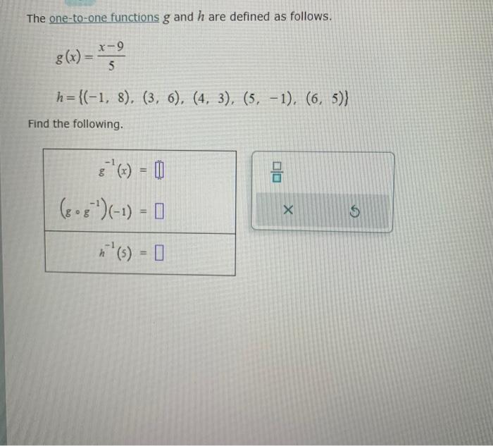 Solved The one-to-one functions g and h are defined as | Chegg.com