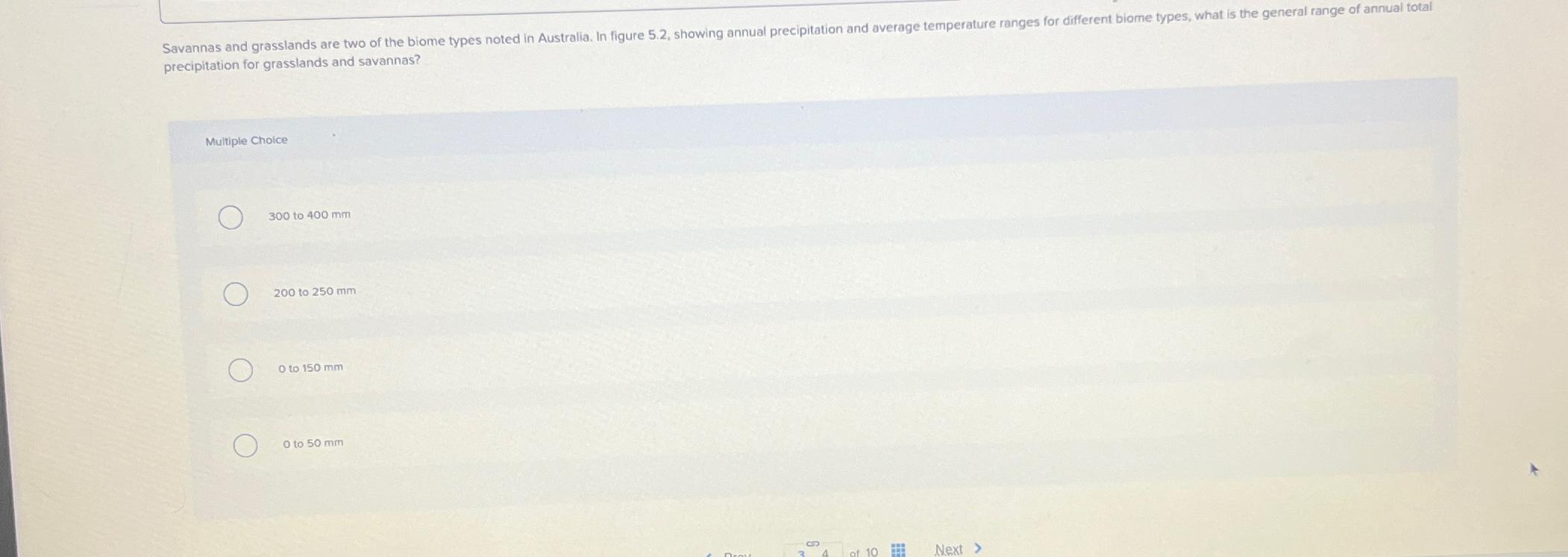 Solved precipitation for grasslands and savannas?Multiple | Chegg.com