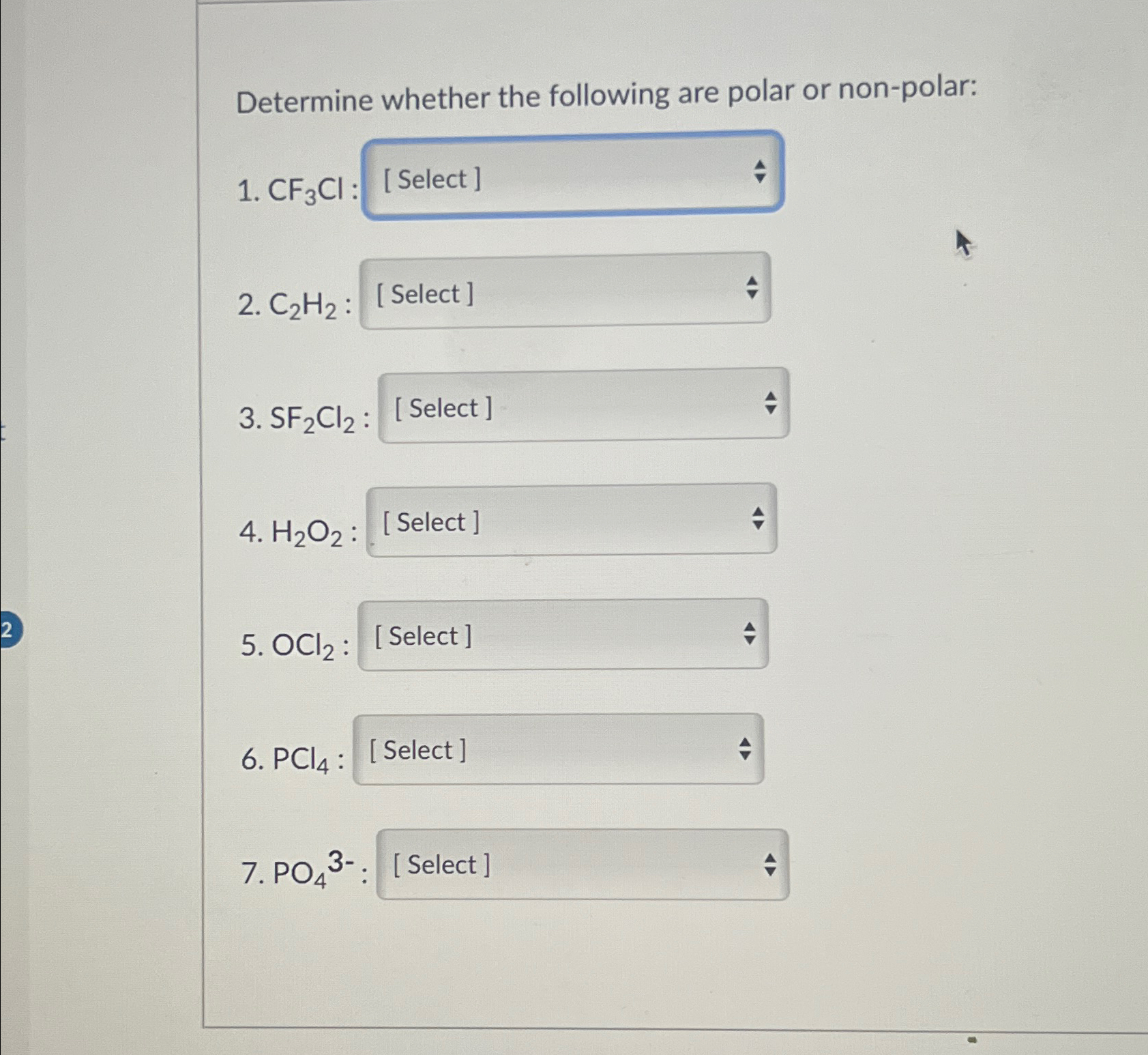 Solved Determine whether the following are polar or | Chegg.com