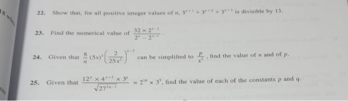 Solved 22. Show that, for all positive integer values of 3"* | Chegg.com
