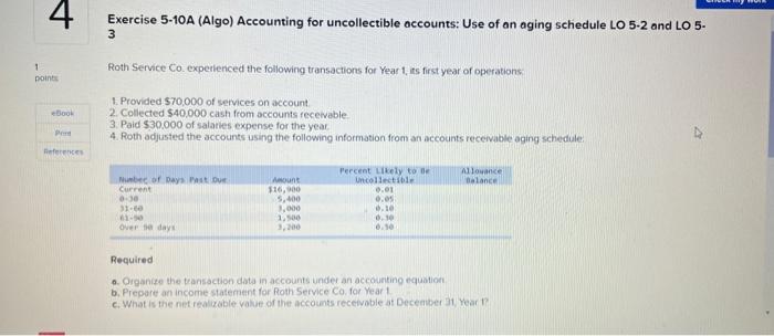 Solved Exercise 5-10A (Algo) Accounting for uncollectible | Chegg.com