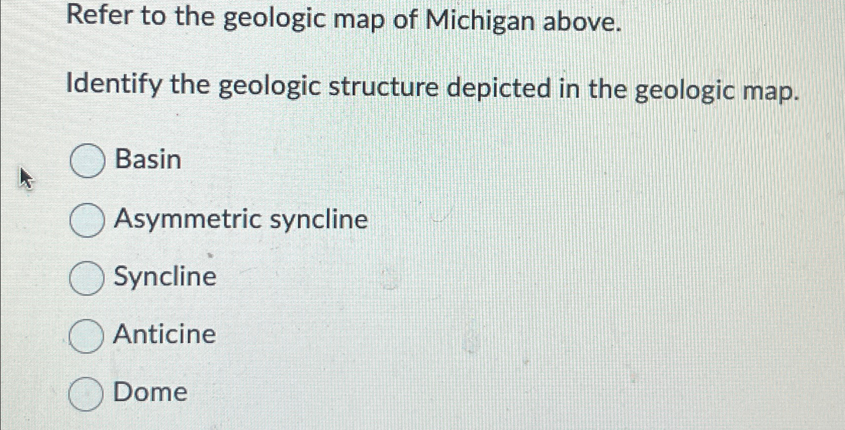 Solved Refer to the geologic map of Michigan above.Identify | Chegg.com
