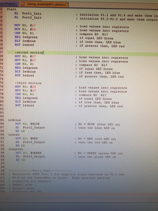 I'm using assembly on Keil Uvision to program my MSP | Chegg.com