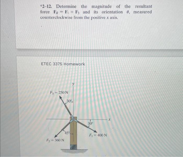 Solved 2-12. Determine the magnitude of the resultant force | Chegg.com