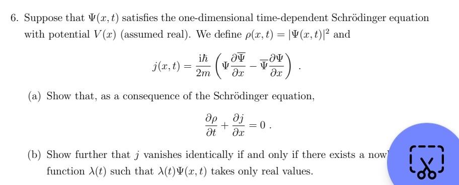 Solved 6 Suppose That Ψ X T Satisfies The One Dimensional