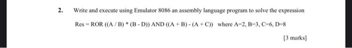 Solved 1. Write and execute using Emulator 8086 an assembly | Chegg.com