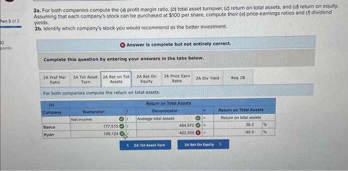 2a. For both companies compute the (a) profit margin | Chegg.com
