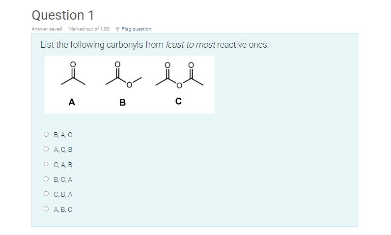 ist the following carbonyls from least to most | Chegg.com