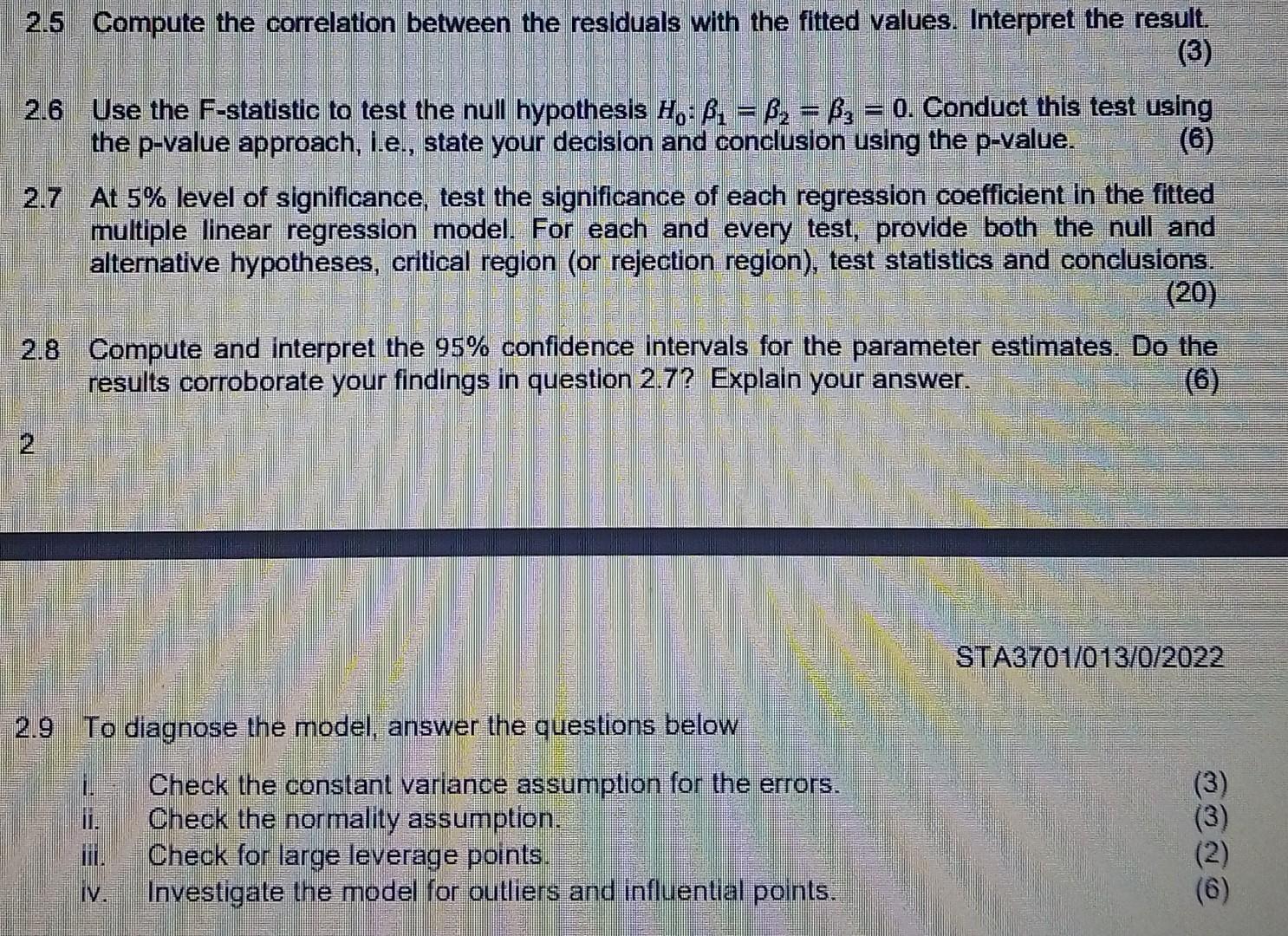 Solved The Stackloss data available in the datasets package | Chegg.com