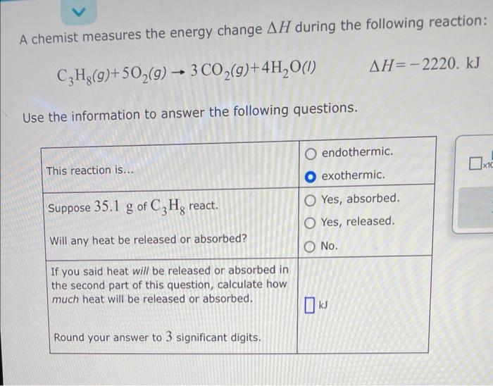 Solved A chemist measures the energy change ΔH during the | Chegg.com