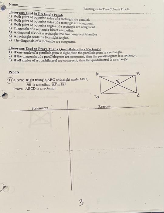 Solved Theorems Used in Rectangle Proofs 1) Both pairs of | Chegg.com