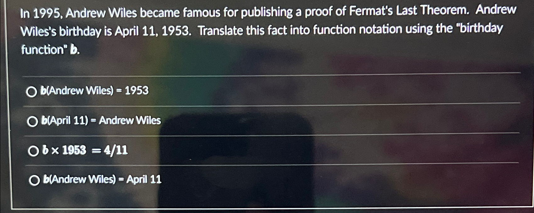 Solved In 1995, ﻿Andrew Wiles became famous for publishing a | Chegg.com