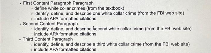 . First Content Paragraph Paragraph o define white | Chegg.com