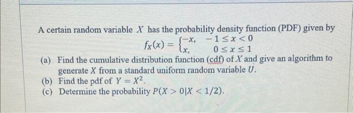 Solved A certain random variable X has the probability | Chegg.com