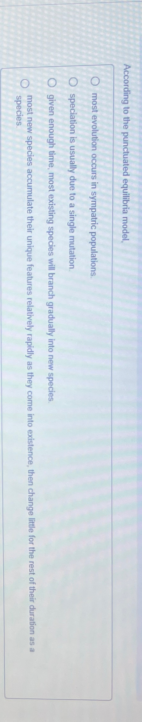 Solved According to the punctuated equilibria model,most | Chegg.com
