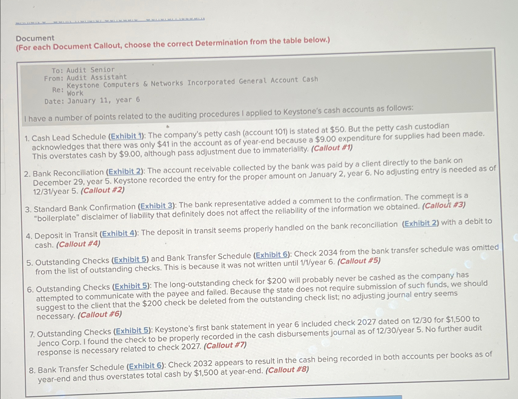 Solved Document(For each Document Callout, choose the | Chegg.com