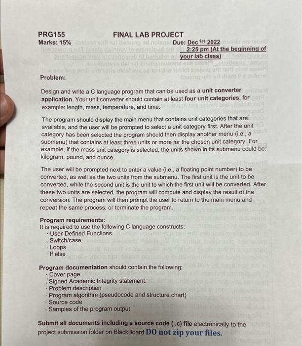 Solved your lab class) Problem: Design and write a C | Chegg.com