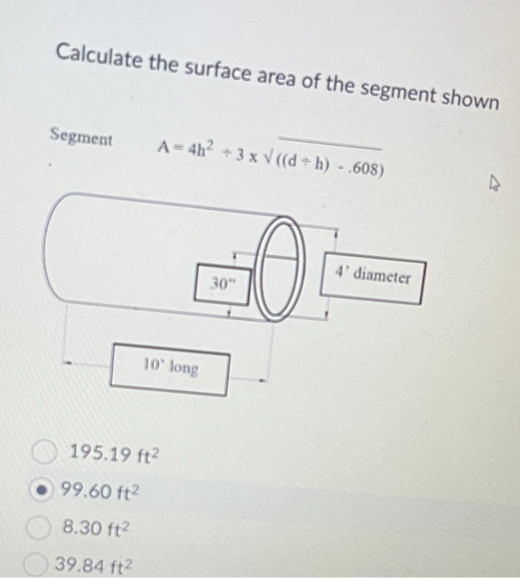 Solved Calculate the surface area of the segment | Chegg.com