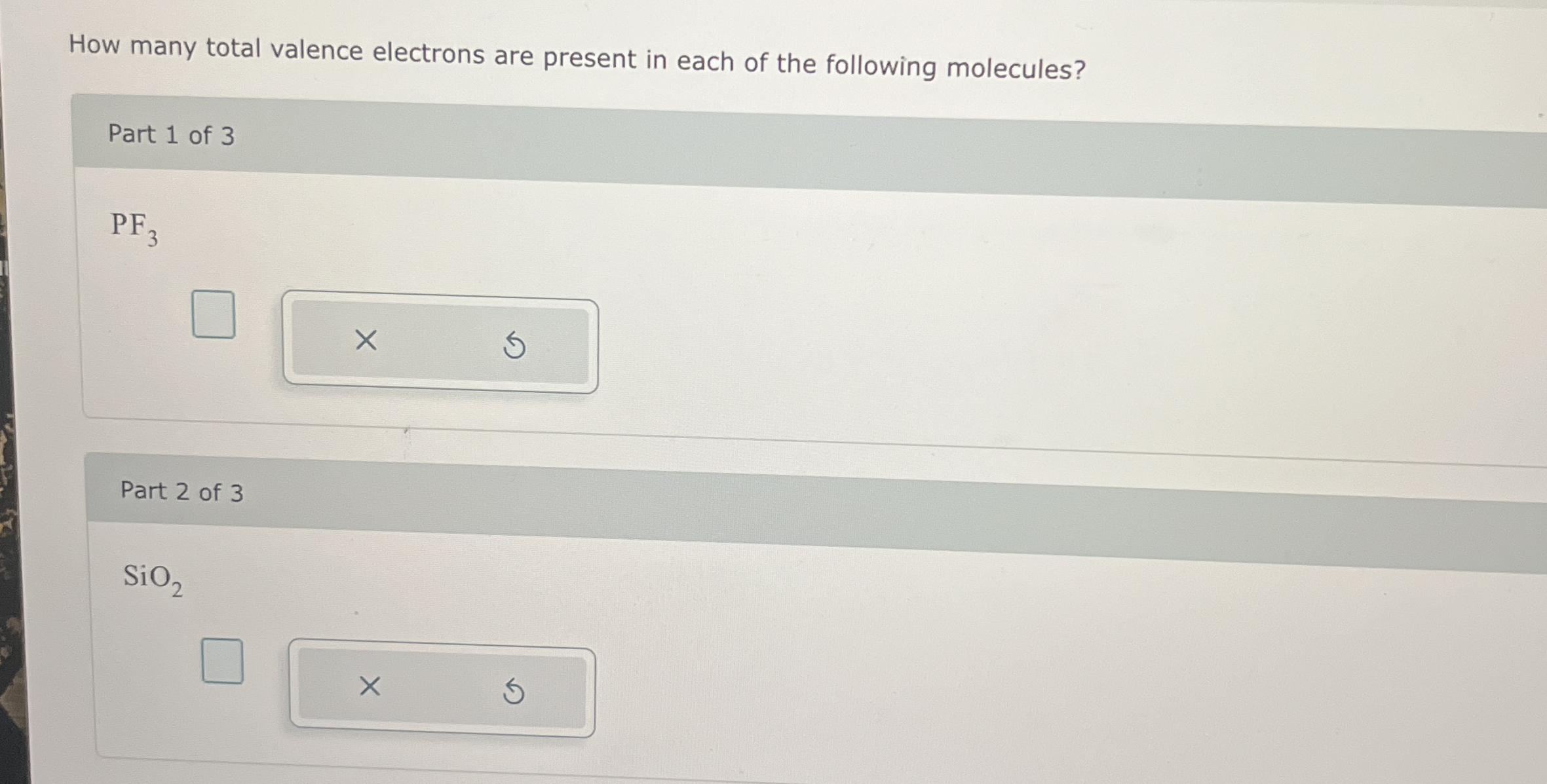 Solved How many total valence electrons are present in each | Chegg.com