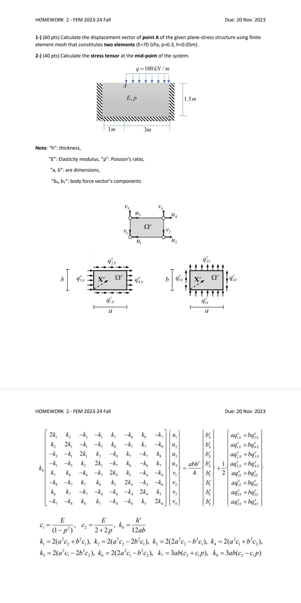 Solved 1-) (60 ﻿pts) ﻿Calculate the displacement vector of | Chegg.com