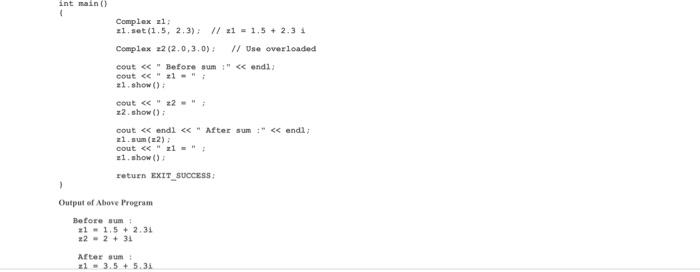Solved modify the class Complex to allow setting a complex | Chegg.com