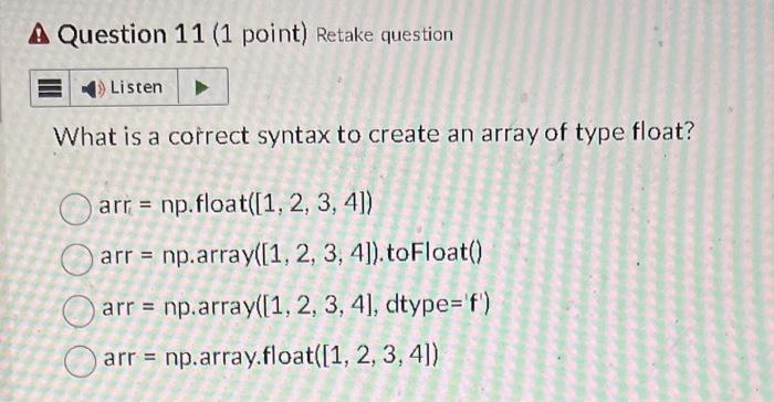 Solved Which of the following arrays is a two dimensional | Chegg.com