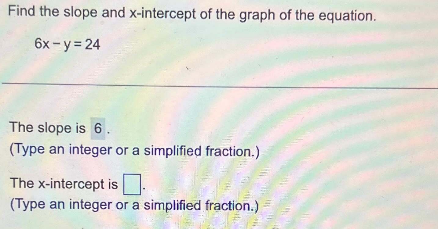 Solved Find the slope and x-intercept of the graph of the | Chegg.com