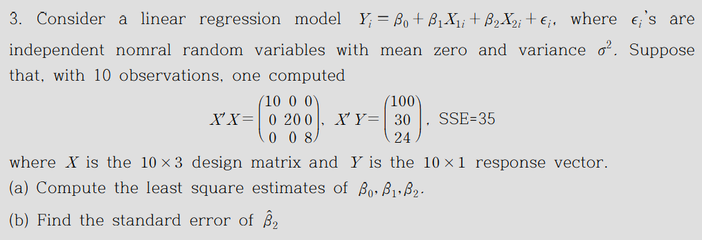 Solved Consider a linear regression model | Chegg.com