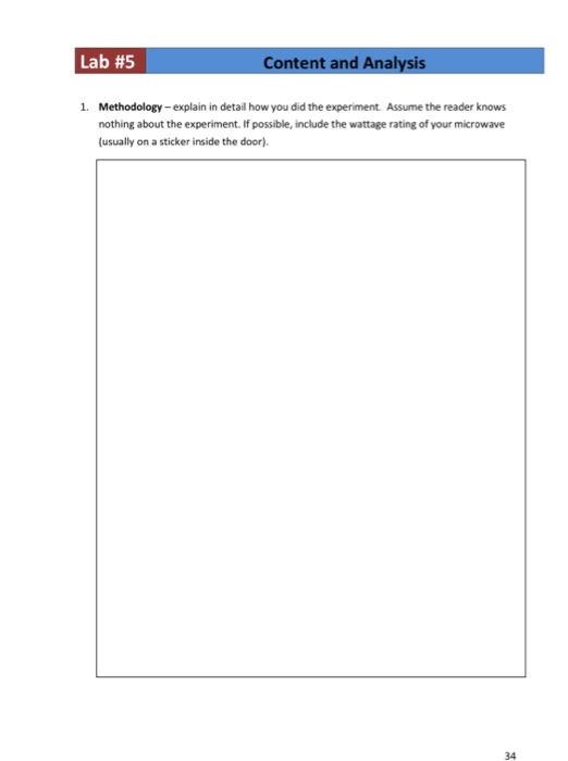 Lab #5 Content and Analysis 1. Methodology - explain | Chegg.com