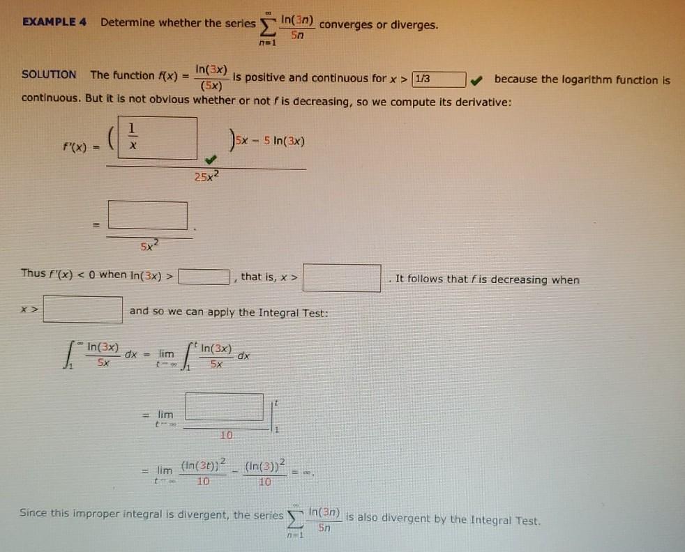 Solved EXAMPLE 4 Determine whether the series Σ In(3n) | Chegg.com