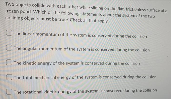Solved Two objects collide with each other while sliding on | Chegg.com
