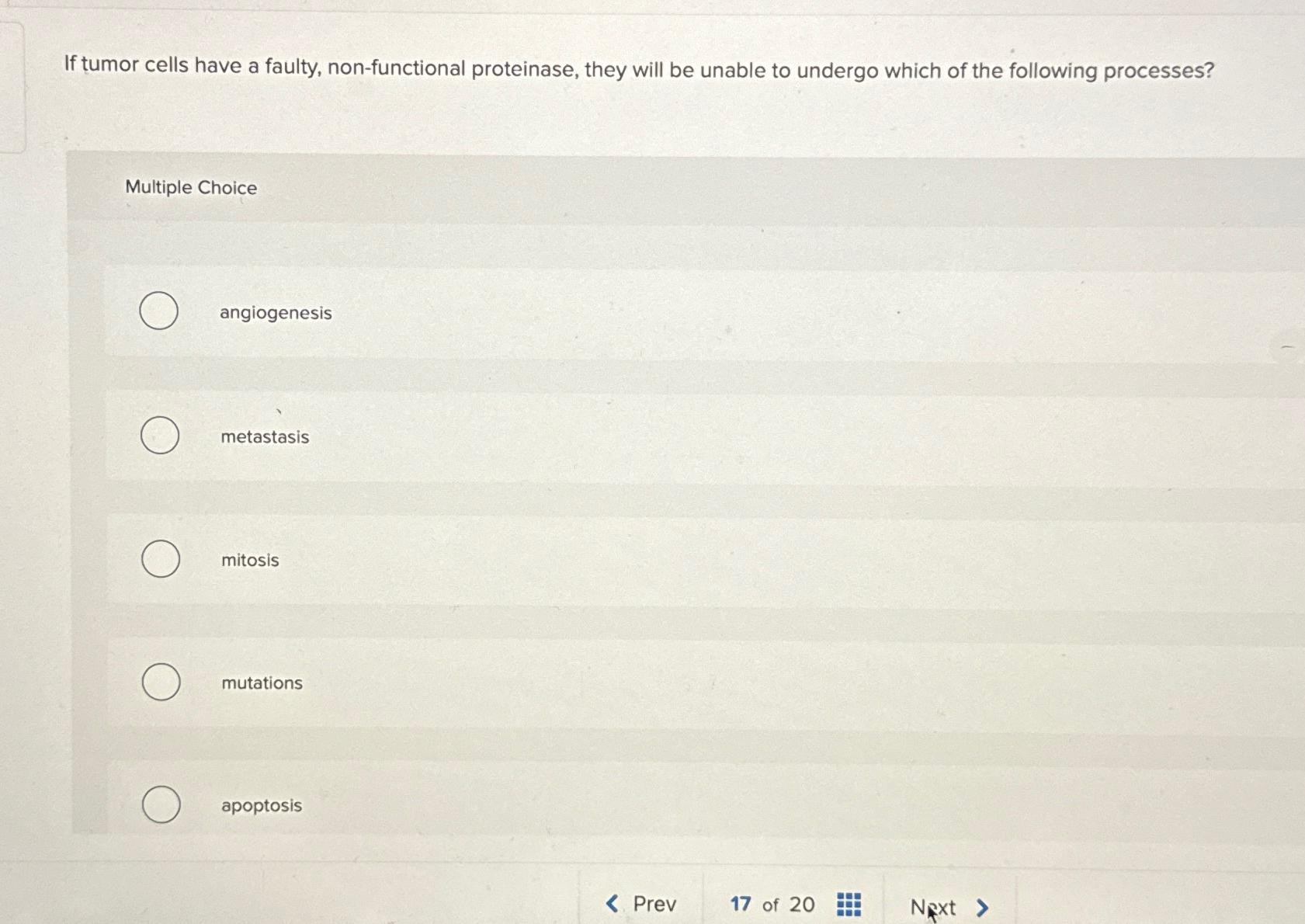 Solved If tumor cells have a faulty, non-functional | Chegg.com