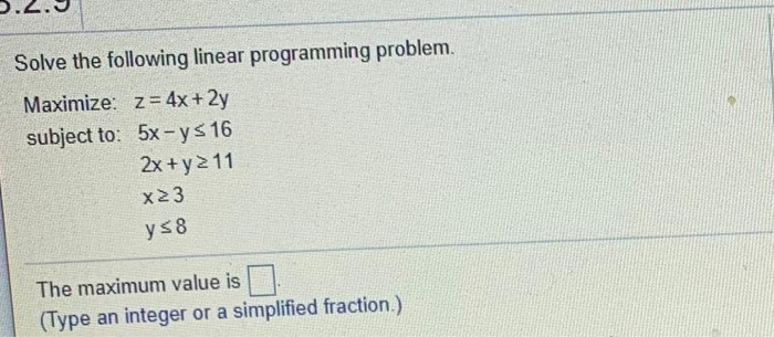 Solved Solve the following linear programming problem. | Chegg.com