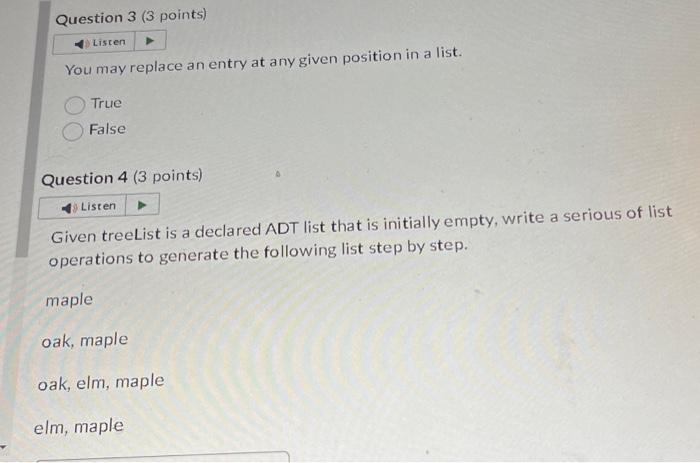 Solved If myList is a declared ADT list and the front of the | Chegg.com