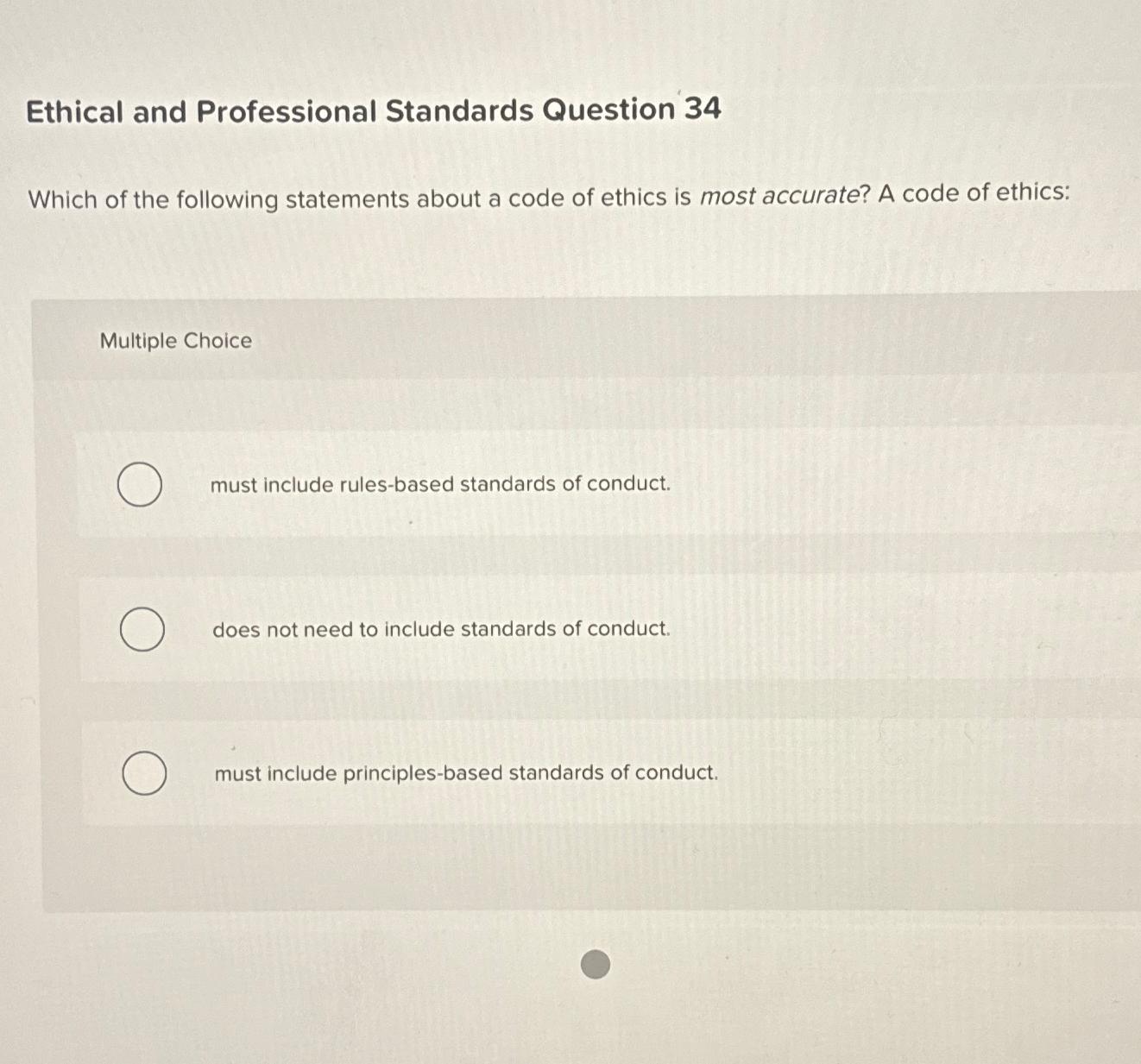 Solved Ethical and Professional Standards Question 34Which | Chegg.com